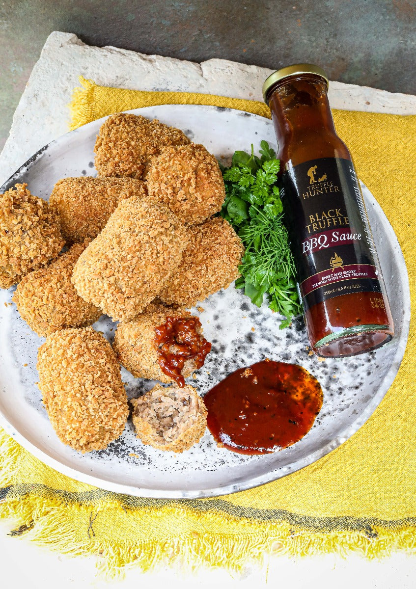 Pulled Pork Croquettes with Black Truffle BBQ Sauce